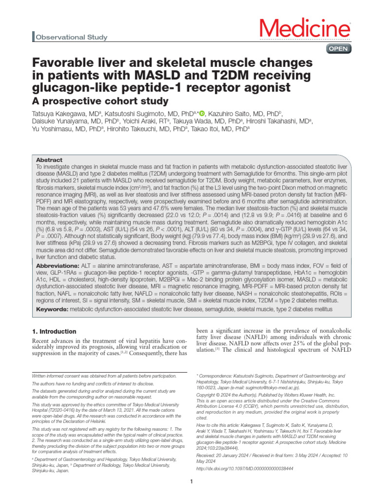 Glp1-Ra, Masld, t2dm | PDF | Clinical Medicine | Medical Specialties