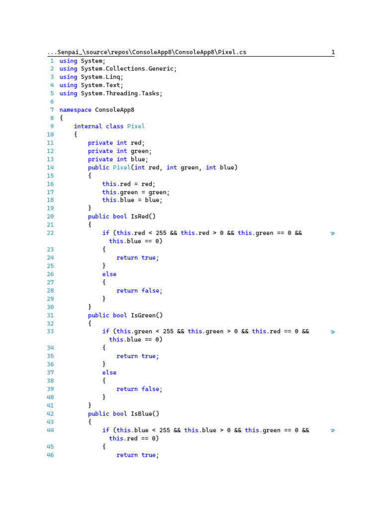 Pixel Color Class in C# | PDF