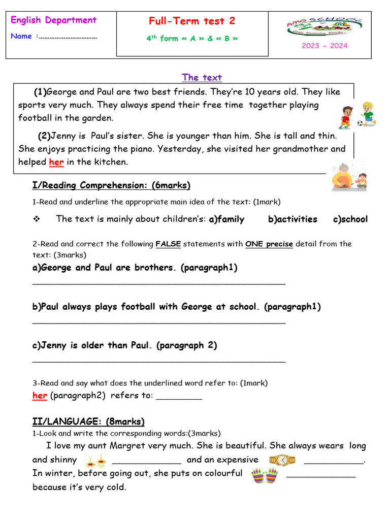 Reading Comprehension and Language Test | PDF | Cognitive Science ...