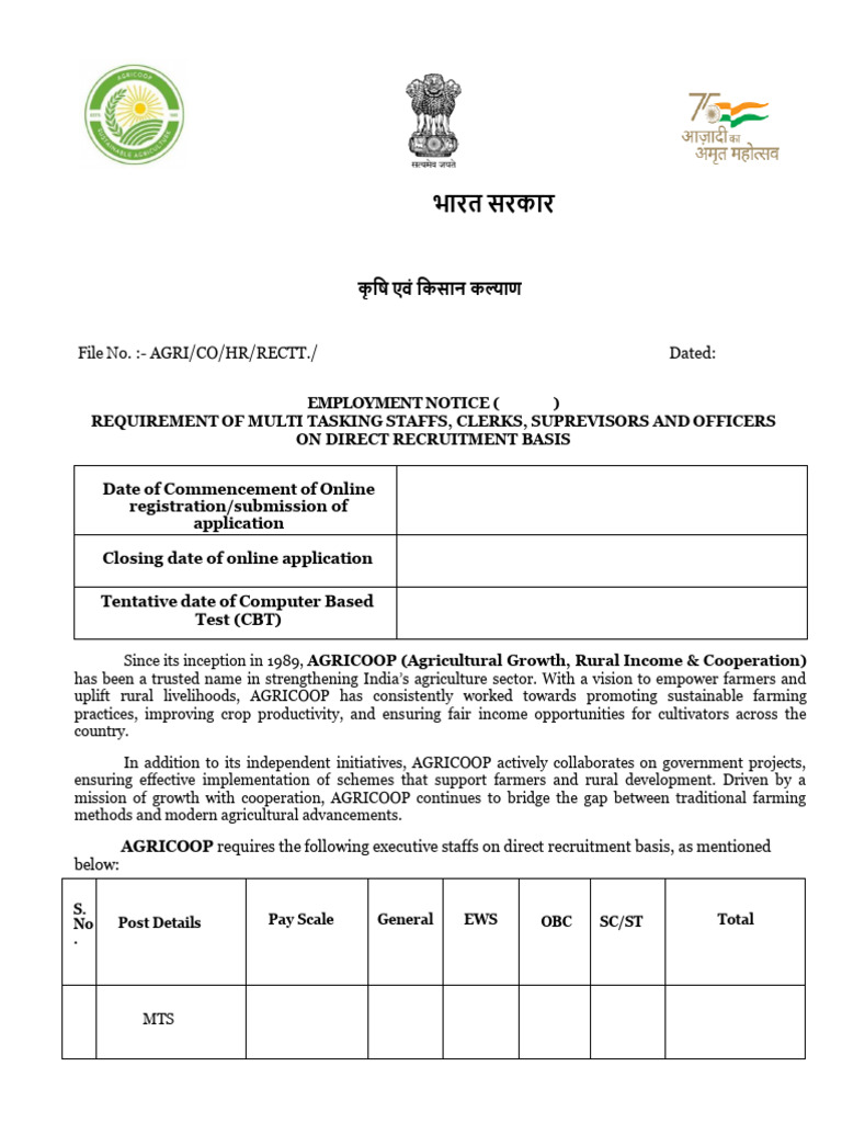 Agricoop - Notification New Update | PDF