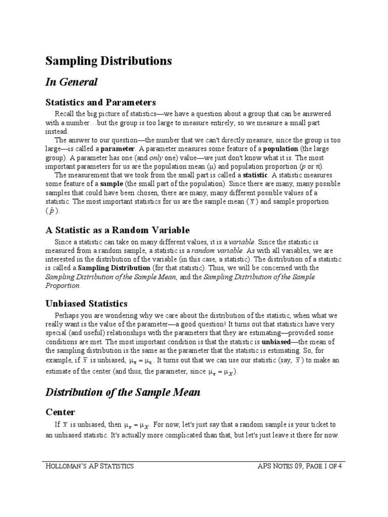 Sampling Distributions: in General | Download Free PDF | Bias Of An Estimator | Statistic