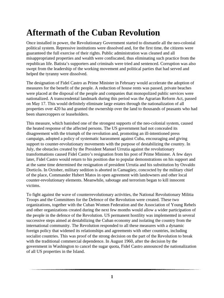 Aftermath of the Cuban Revolution | PDF | Cuba | Fidel Castro