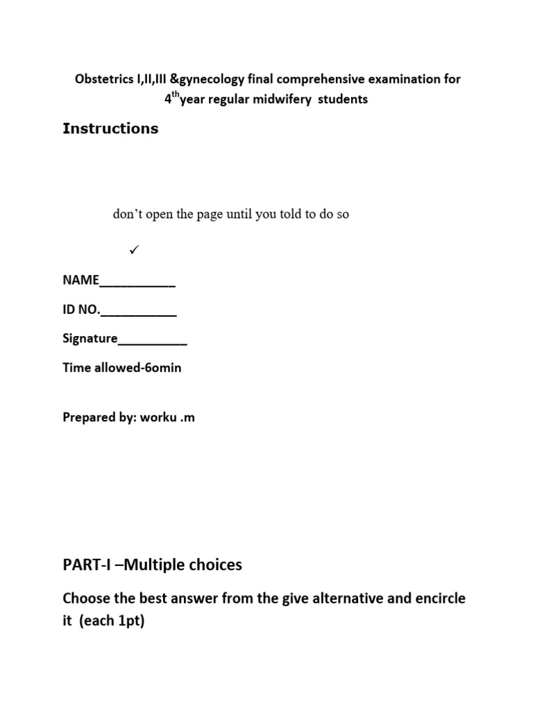 Comprehensive Midwifery Exam Guide | PDF | Childbirth | Pregnancy