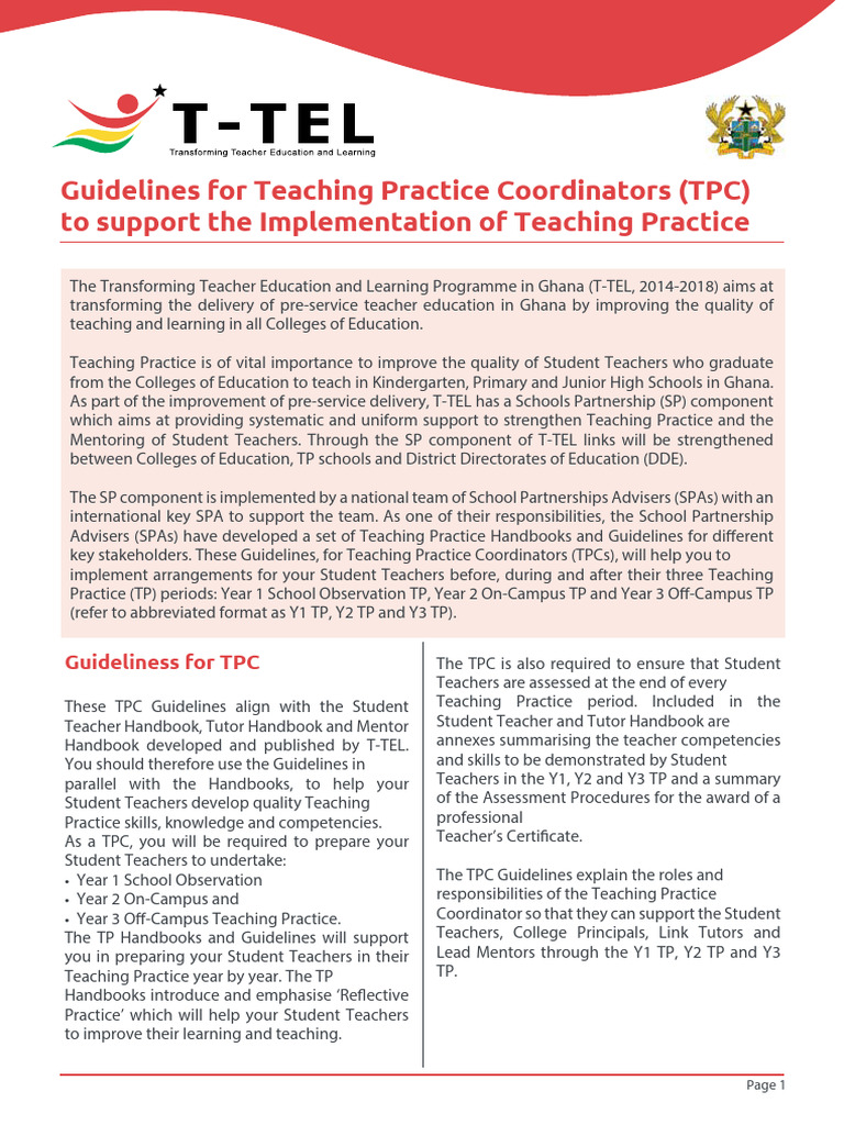 Teaching Practice Coordinator Guidelines | PDF | Teachers
