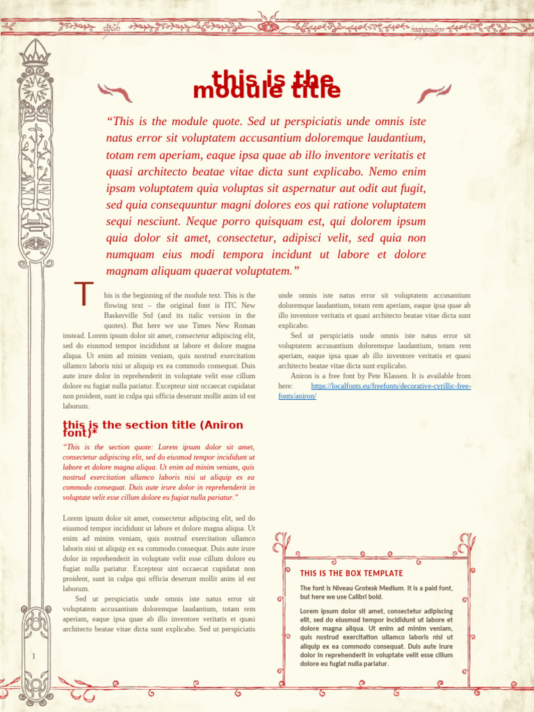 TOR 2e Word Template Letter Free Fonts | PDF