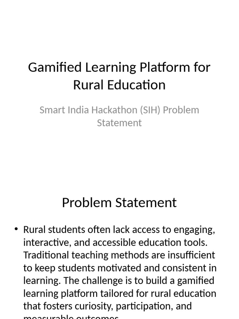 SIH Gamified Learning Platform Visual | PDF