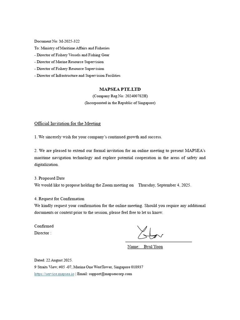 Mapsea Company Letterhead - Ministry of Maritime Affairs and Fisheries ...