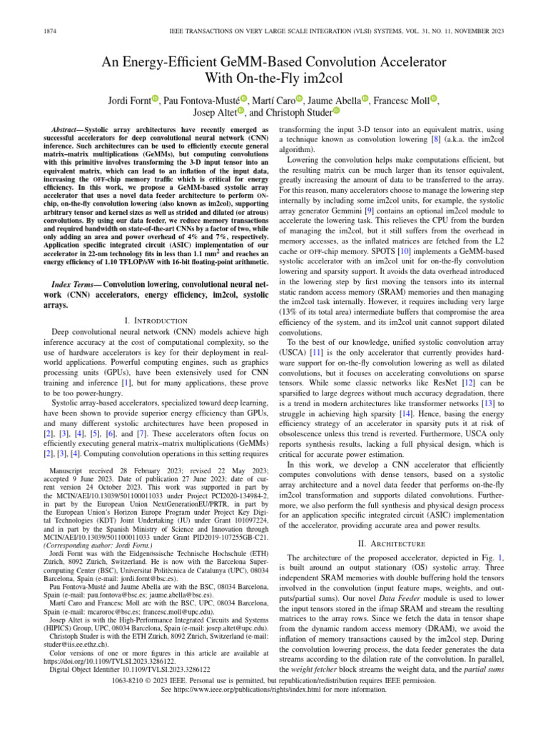 An Energy-Efficient GeMM-Based Convolution Accelerator With On-the-Fly Im2col | PDF | Pointer ...