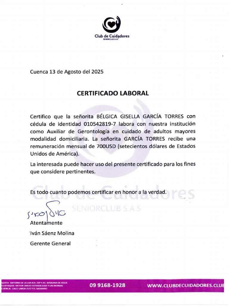 Certificado Laboral | PDF