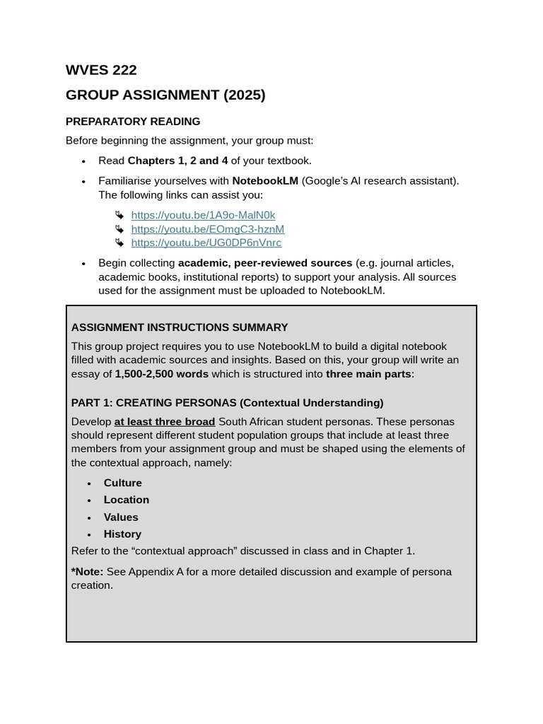 WVES 222 Group Assignment Overview | PDF | Jürgen Habermas | Essays