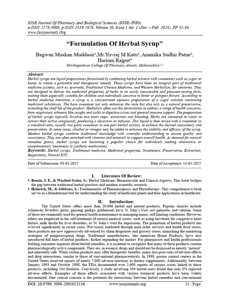 Herbal Syrup Formulation Techniques | PDF | Dietary Supplements | Food ...