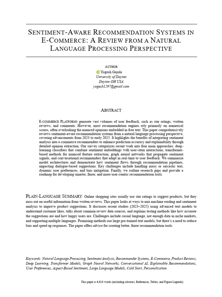 Sentiment-Aware Recommendation Systems in E-Commer | PDF | Deep Learning | Learning