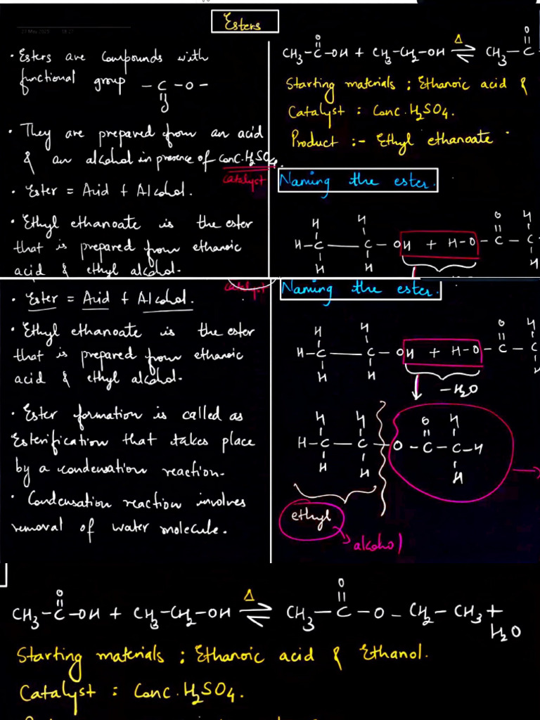 Chemistry Esters Notes | PDF