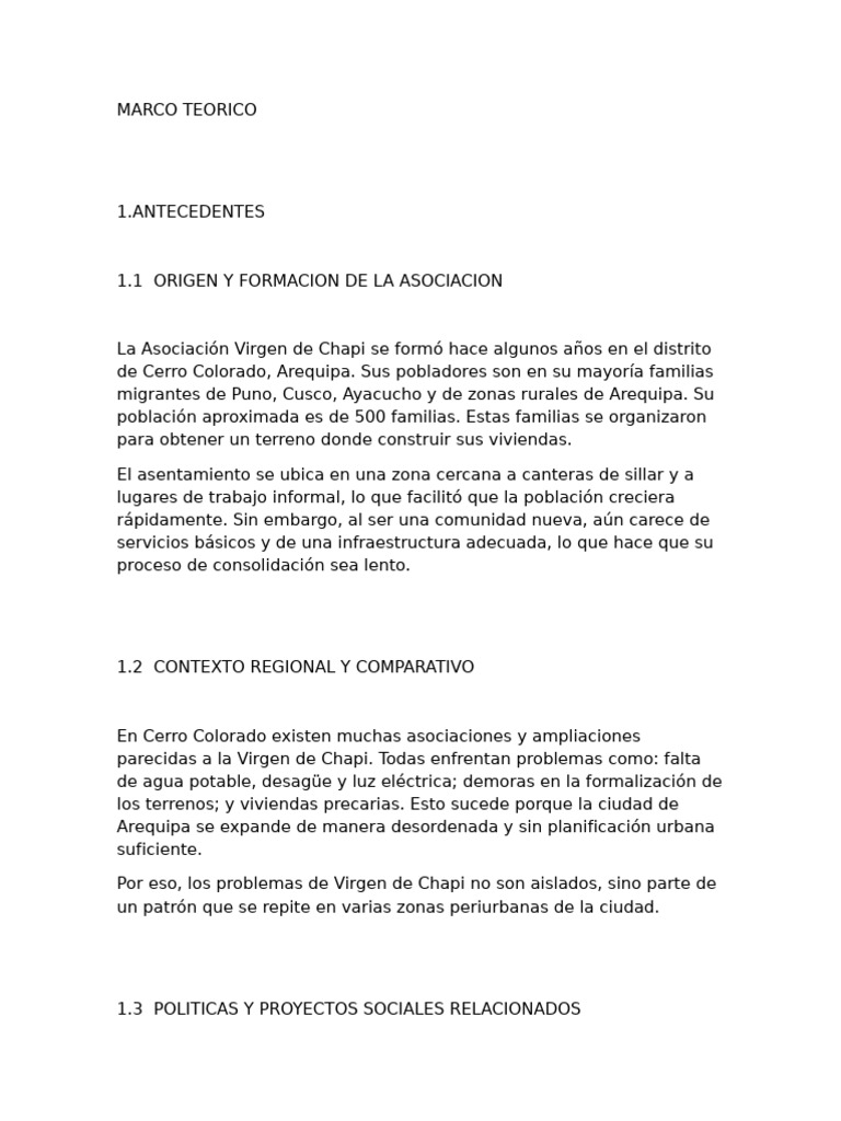 Marco Teórico Virgen de Chapi | PDF | Desigualdad social | Discriminación y relaciones raciales