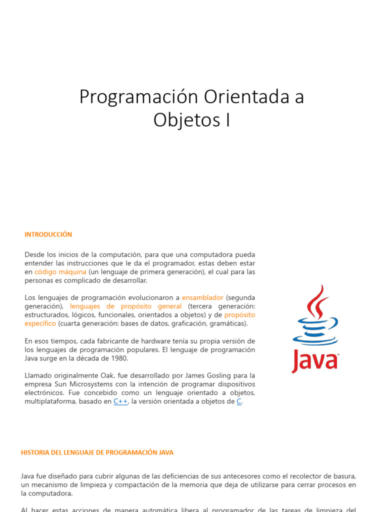 Programación Orientada a Objetos I - Unidad 1 - A | PDF | Java (lenguaje de programación ...