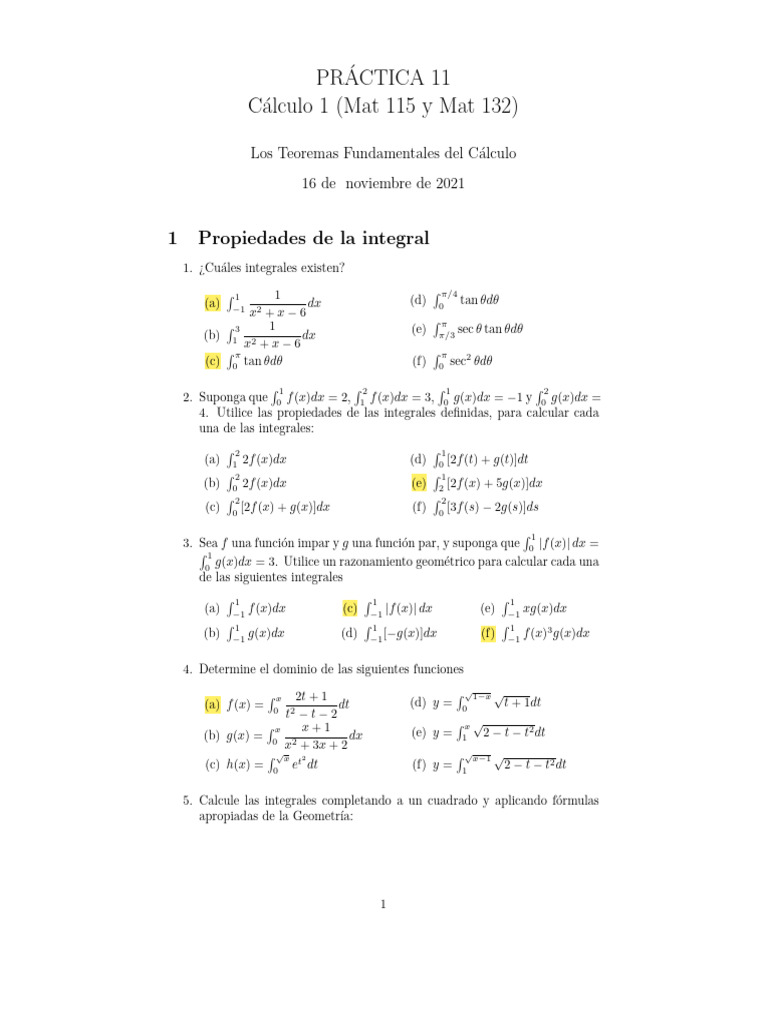 11 Teoremas Fundamentales Del Cálculo | PDF | Integral | Análisis