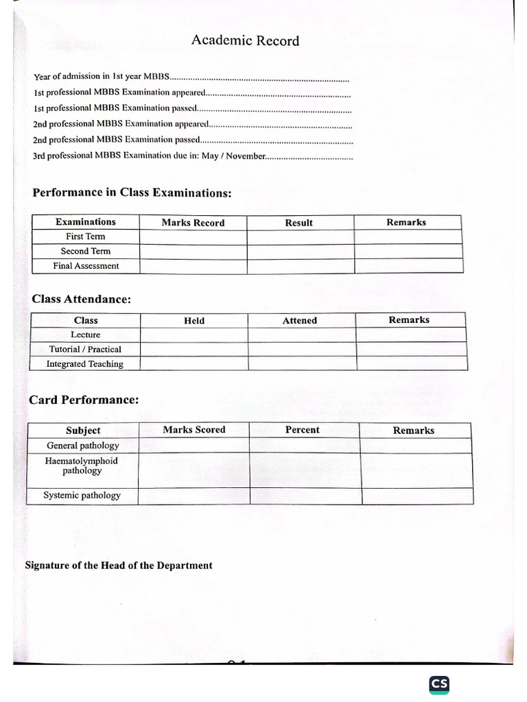 Pathology Item Card | PDF