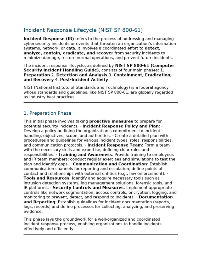 NIST Incident Response Lifecycle Overview | PDF | Computer Security ...