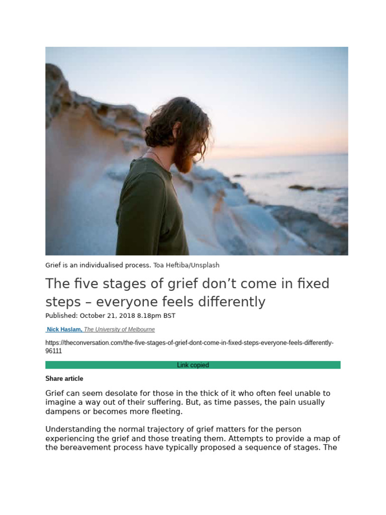 Grief Stages | PDF | Grief | Psychology