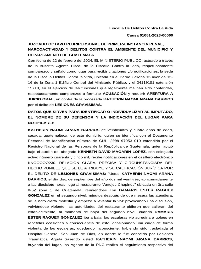 ACUSACION Al Final Adjuntar Pruebas | PDF | Fiscal | Justicia