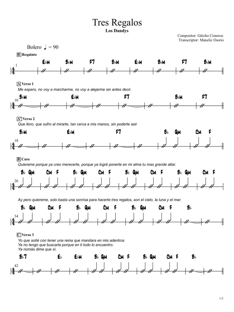 Los Dandys - Tres Regalos (Bajo) | PDF