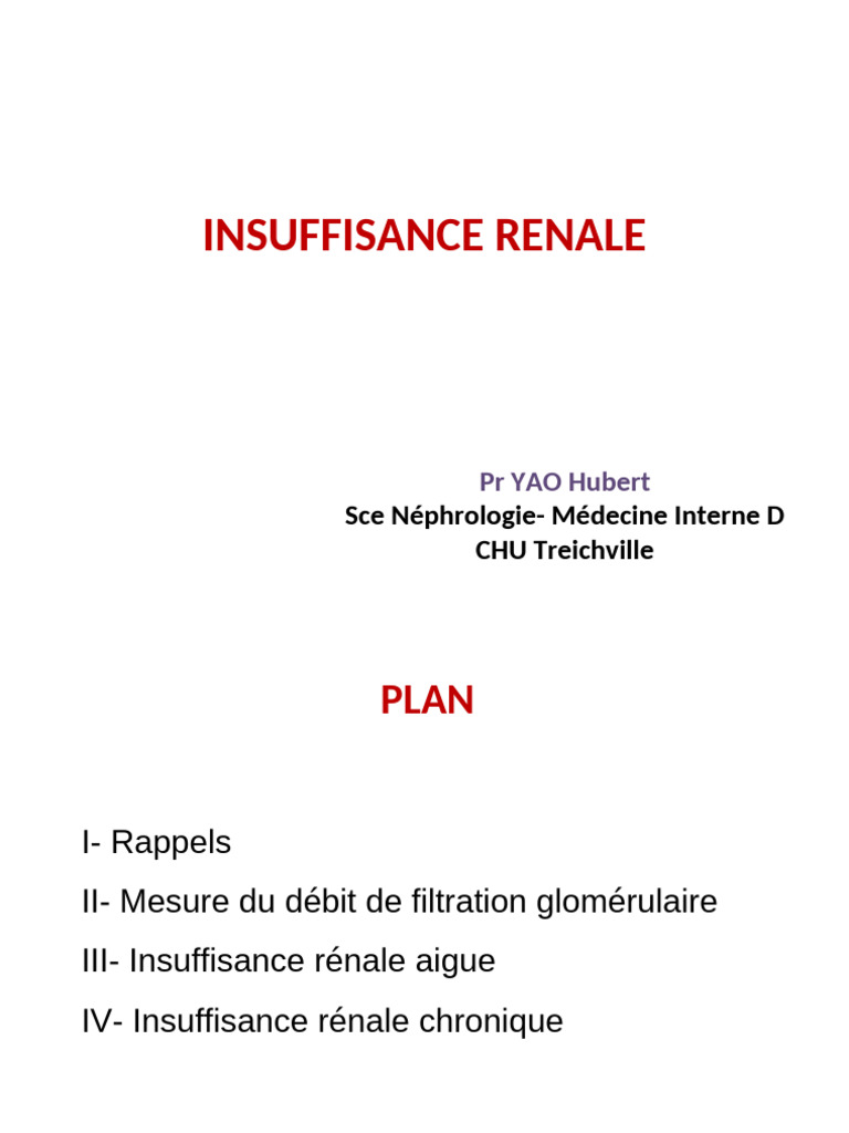 Comprendre l'insuffisance rénale | PDF | Créatinine | Insuffisance ...