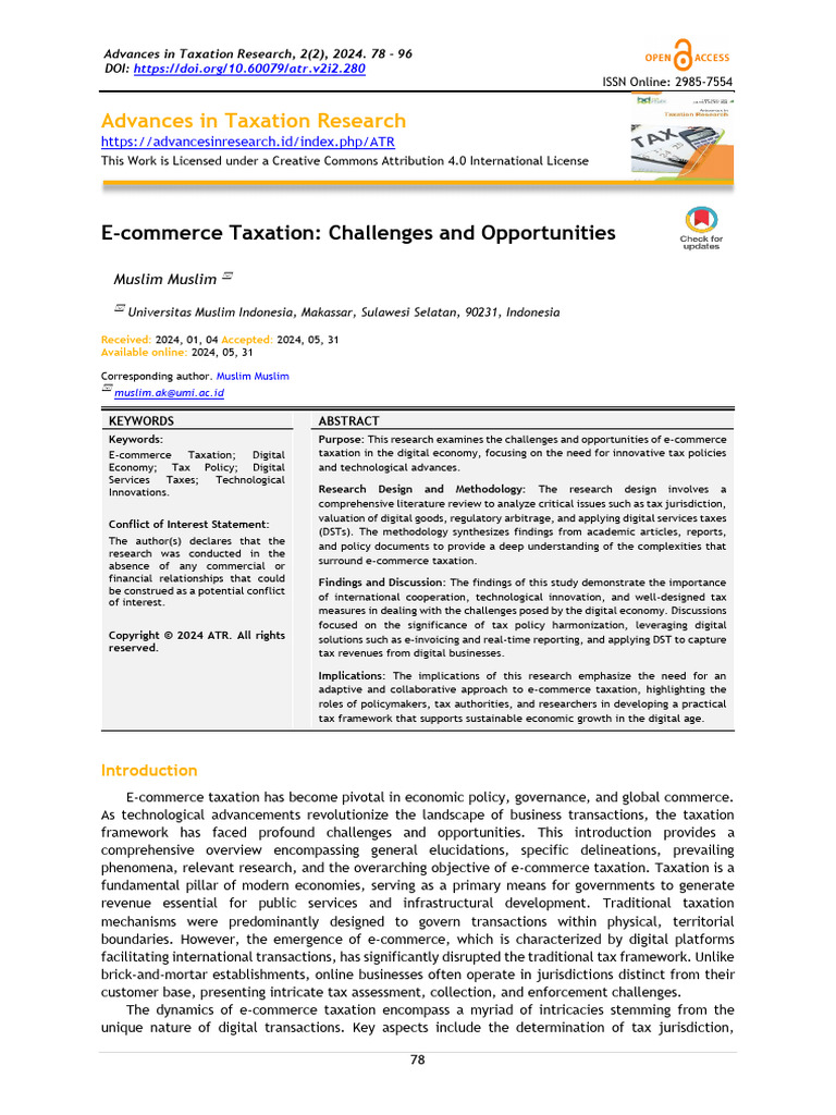E-commerce Taxation: Challenges & Solutions | PDF | Taxes | Policy