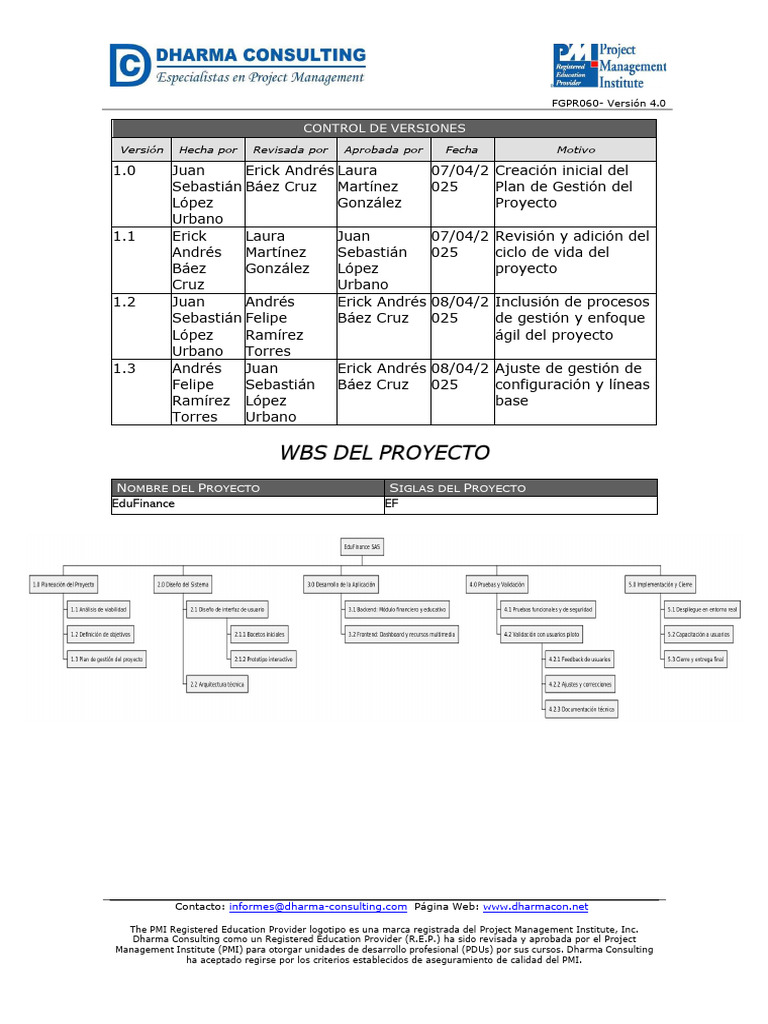 WBS (Juan Lopez - Erick Baez) | PDF