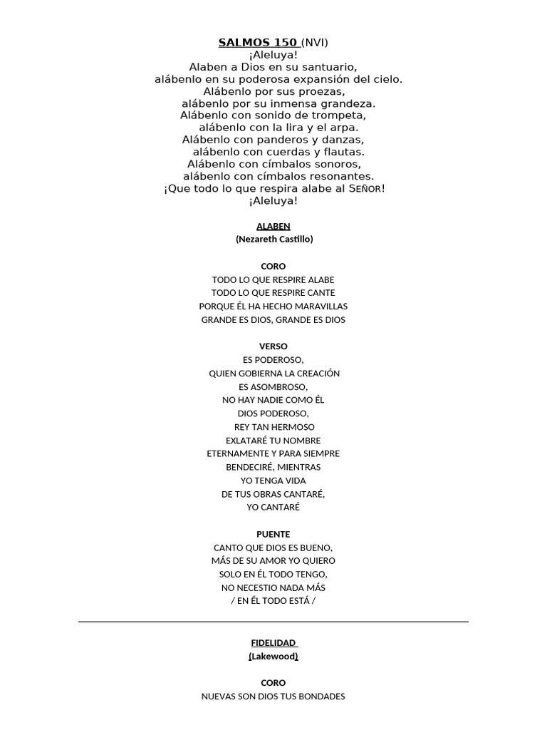 Letras 31-08-25 | PDF | Salmos