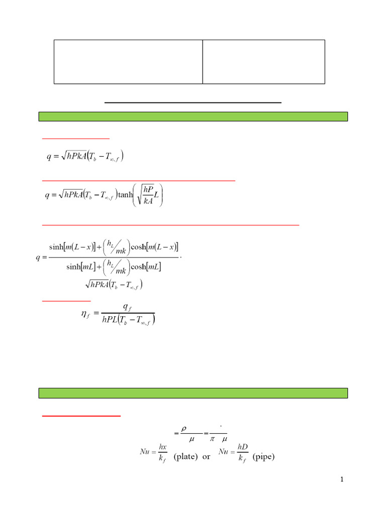 Heat Transfer Formulas and Tables | PDF | Thermodynamics | Classical ...