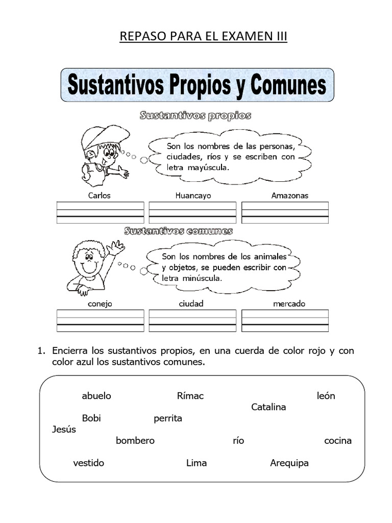 Sustantivos Propios y Comunes | PDF