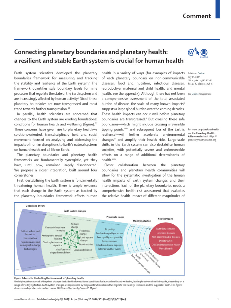 Integrating Planetary Health and Boundaries | PDF | Earth Sciences ...