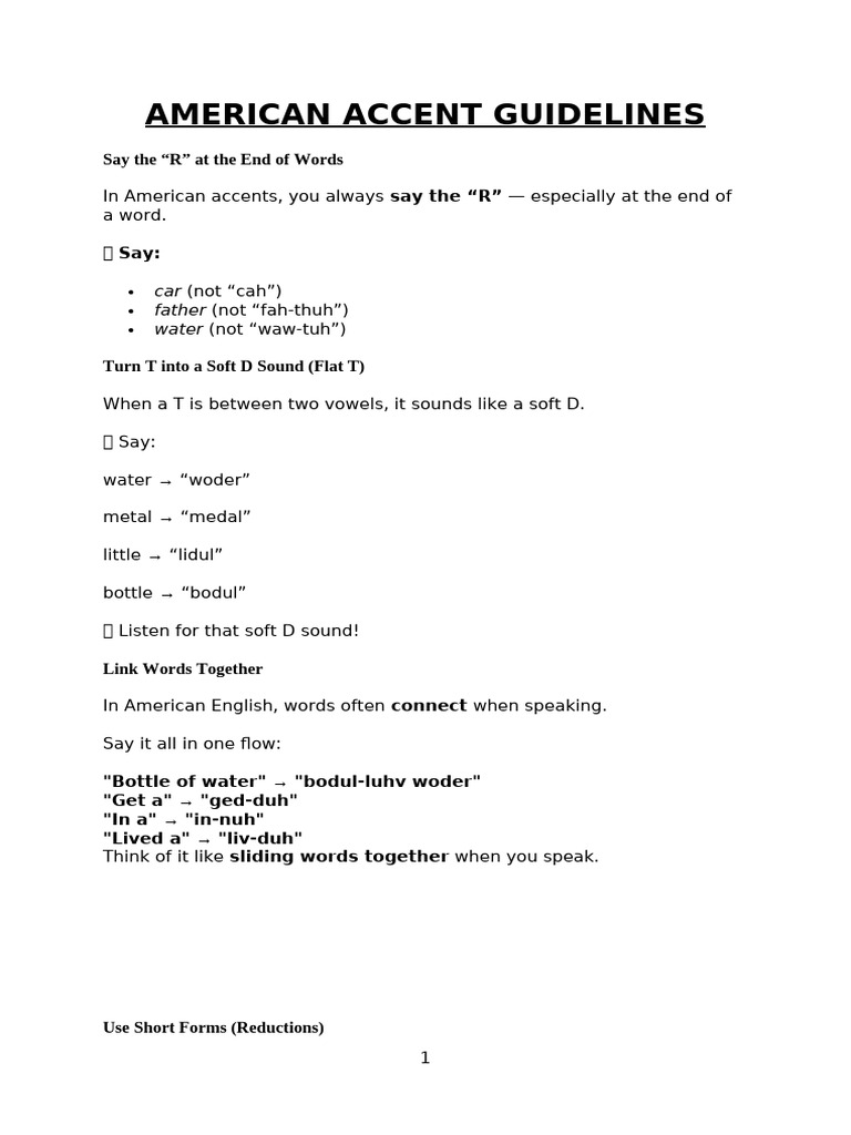 American Accent Speaking Tips | PDF