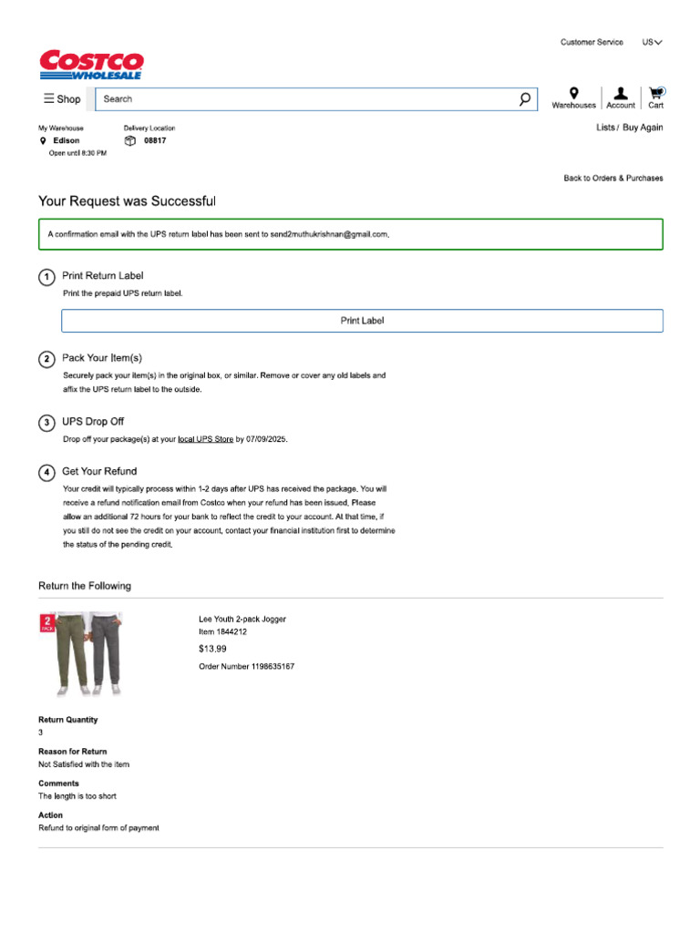 Costco Print Return | PDF