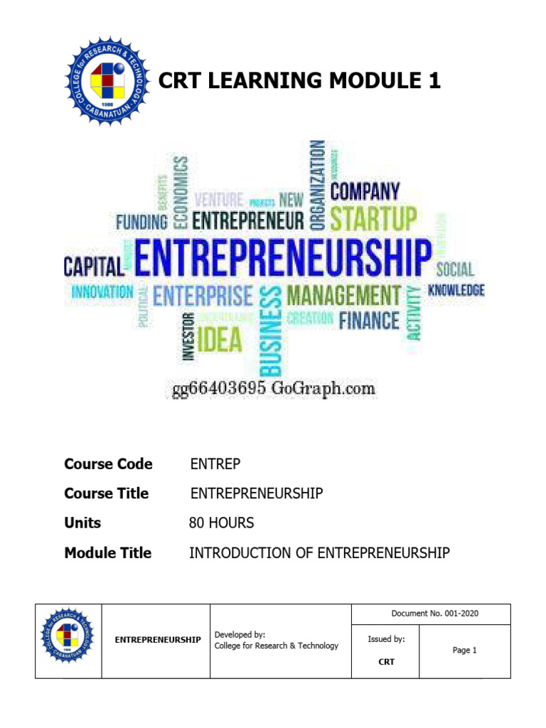 ENTREP_MODULE_1 (1) | PDF | Entrepreneurship | Cognition