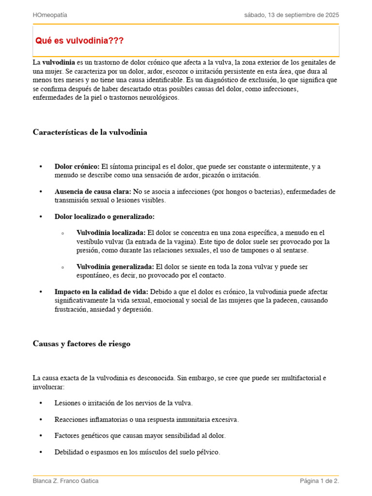 Definición de Vulvodinia | PDF | Dolor | Infección transmitida sexualmente