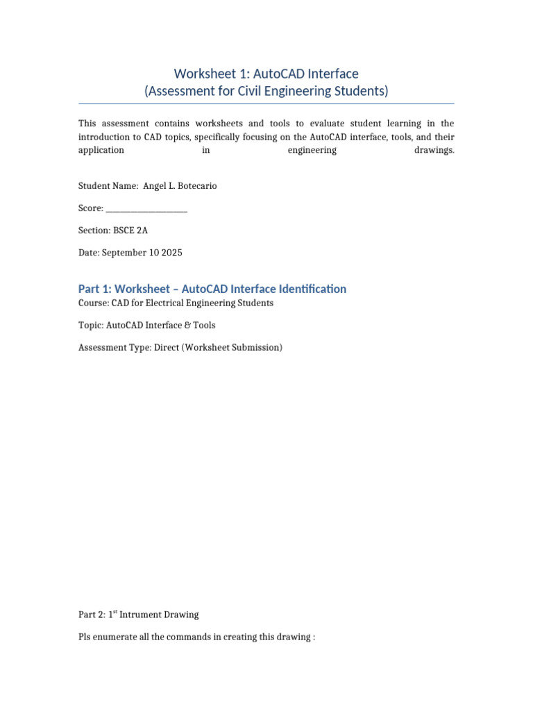 CAD Assessment Interface Week-1 | PDF