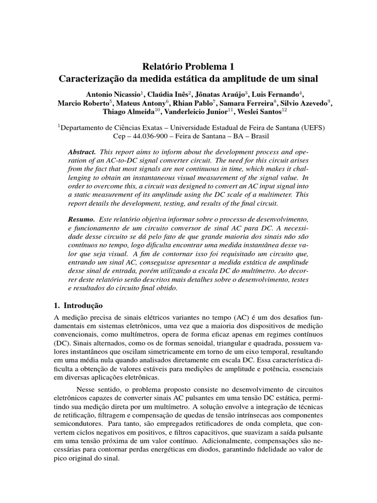 Relatorio Pbl Eletronica 250825 134652 | PDF | Retificador | Diodo