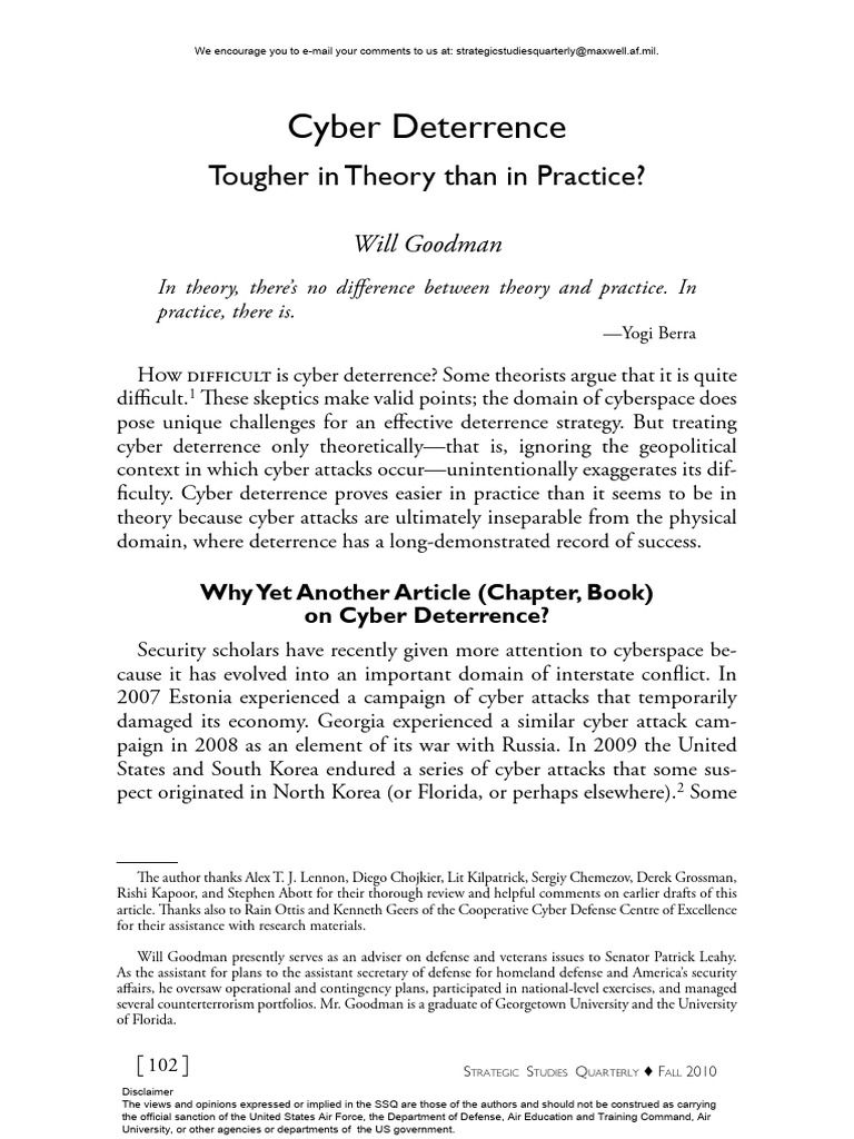 Challenges of Cyber Deterrence Explained | PDF | Deterrence Theory ...