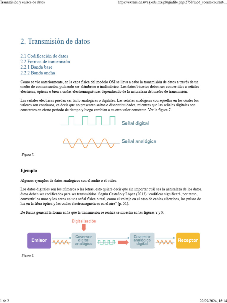 Transmisión y Enlace de Datos 3 | PDF | Señal analoga | Informática