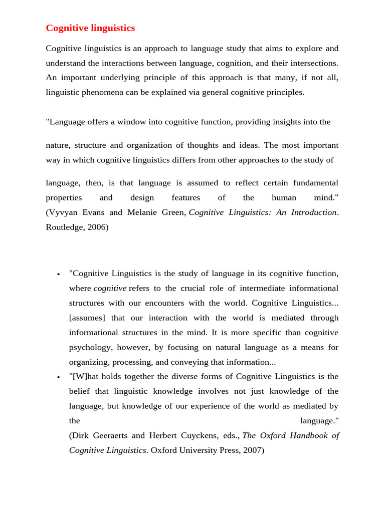 Cognitive Linguistics | PDF | Cognitive Science | Linguistics