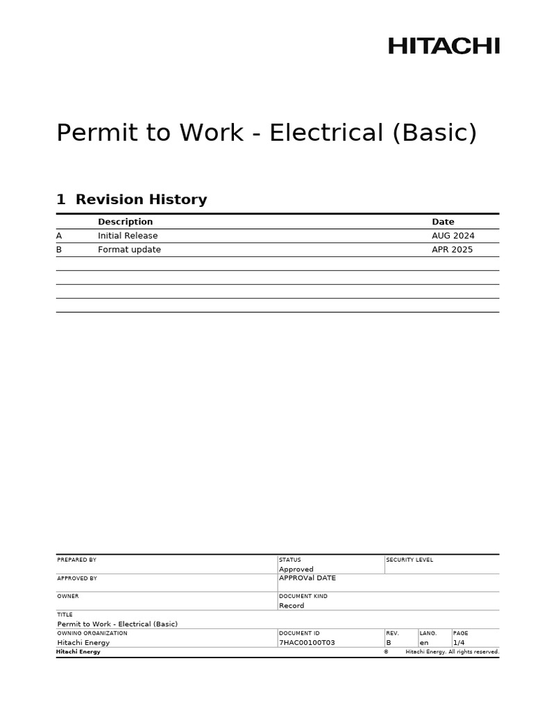 Permit To Work - Electrical (Basic) ARABIC 3 | PDF