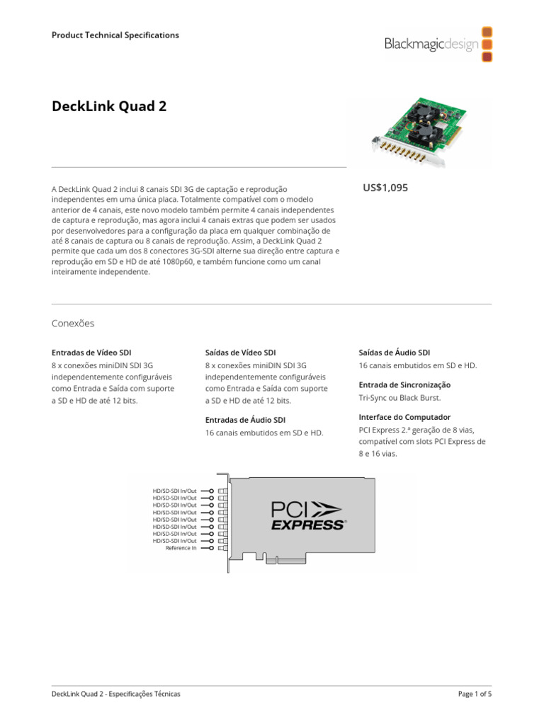 Decklink Quad 2 Techspecs | PDF | Vídeo | Tecnologia digital