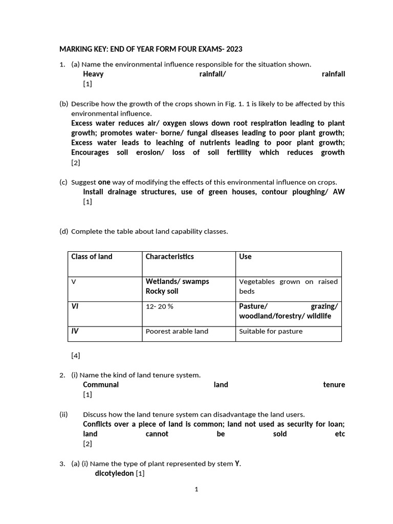 2023 End of Year Form Four Exam Key | PDF | Plant Stem | Luteinizing ...