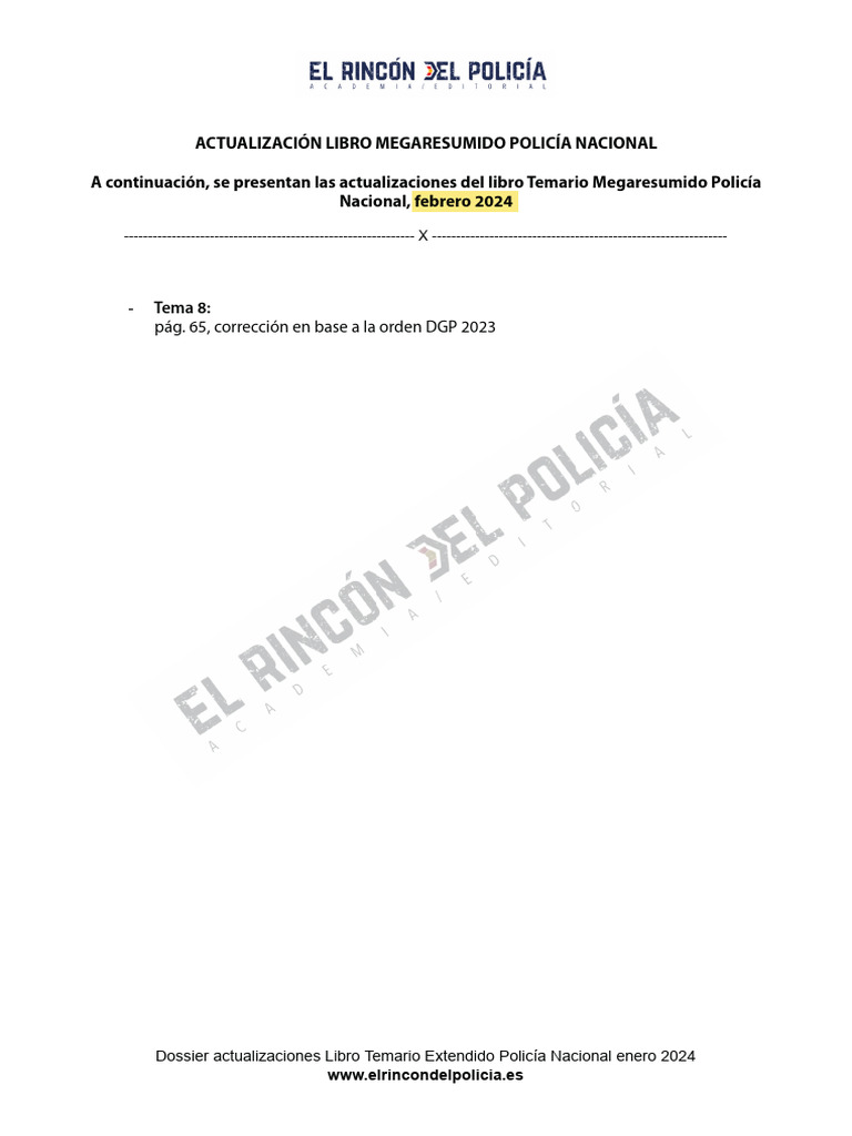 13.2 - DA - Temario Megaresumido PN - Febrero 2024 (T.8) | PDF | Cumplimiento de la ley | Crimen ...