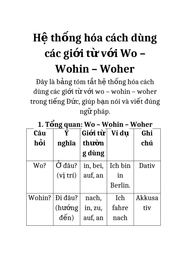 Geopraepositionen Wo Wohin Woher | PDF