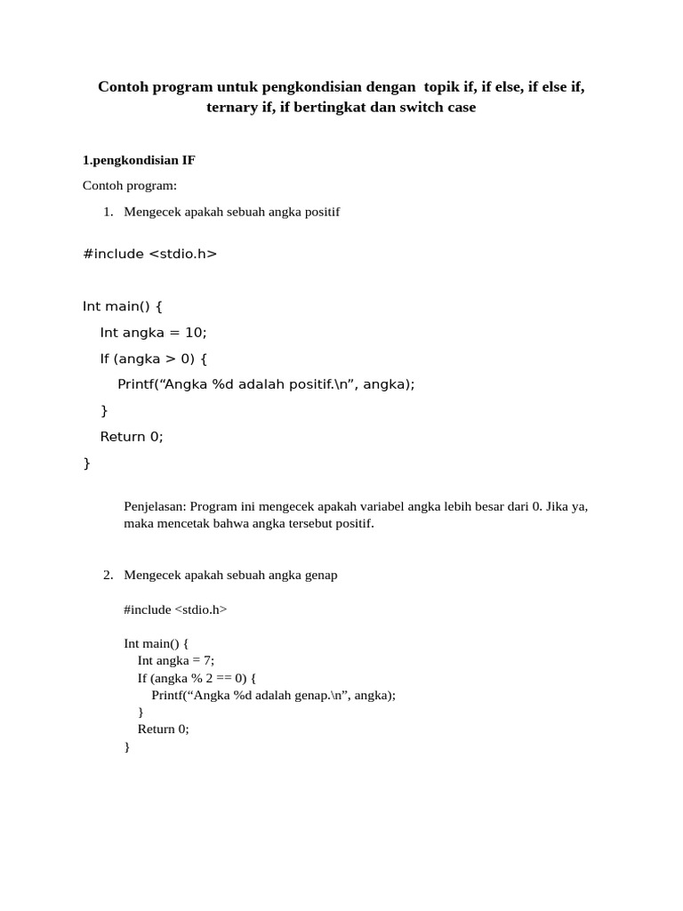 Program Pengkondisian If, Else,... | PDF