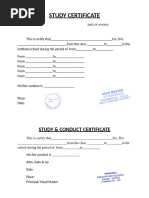 Study & Conduct Certificate Form | PDF