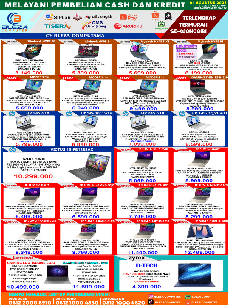Brosur Laptop HP dan Lenovo 2025 | PDF