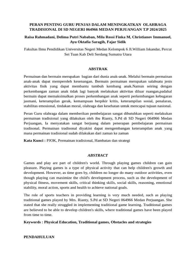 Jurnal Ilmiah Penjas Kel 4 | PDF